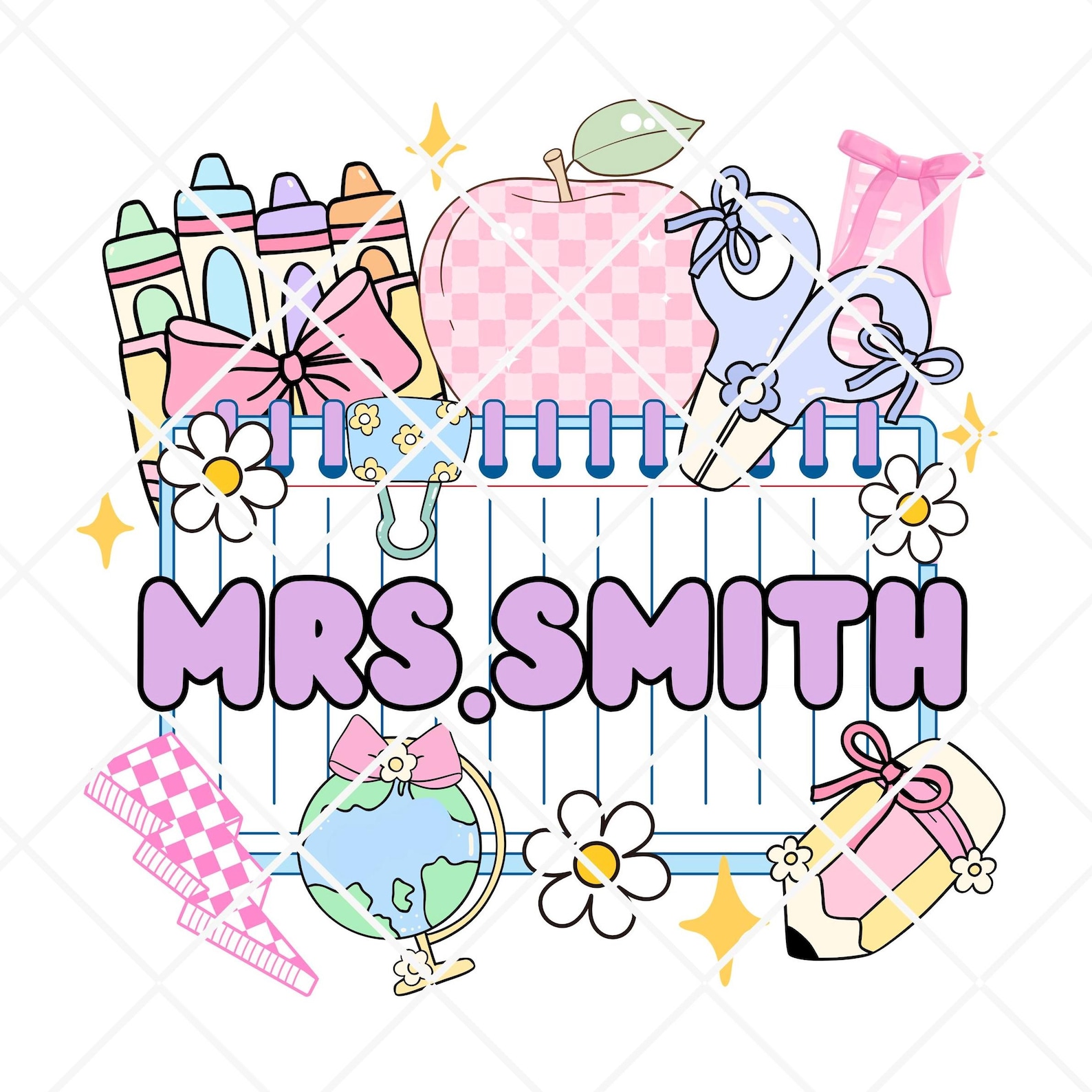 Custom Teacher Name,preppy Back to School Png,first Day of School ...