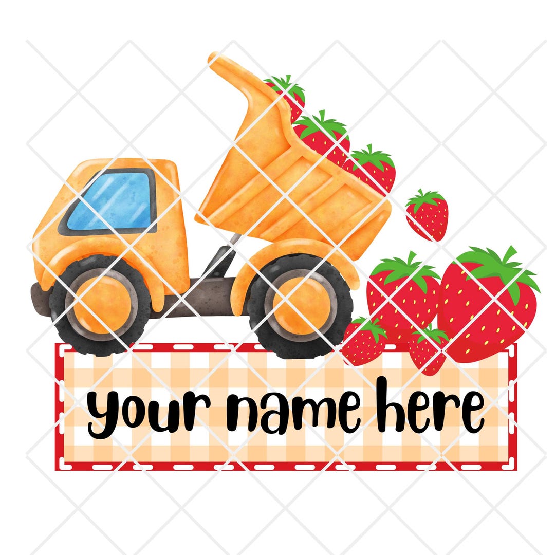 Strawberry Boy Name Plate, Strawberry Truck With Name Patch Boy ...