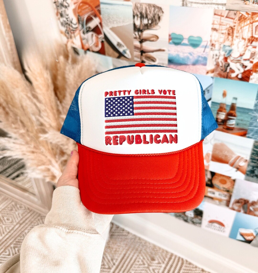 Pretty Girls Vote Republican Hat, Embroidered Trucker Hat, Conservative ...