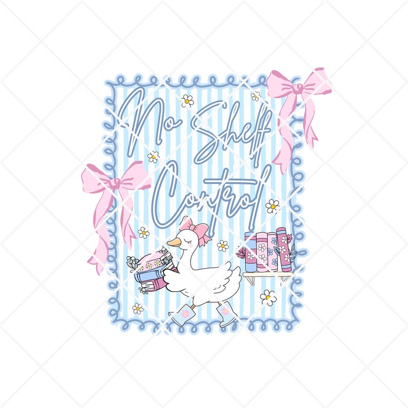Boho Floral Book Goose Png, Bookish Goose, Grandmillenial Png, Preppy ...