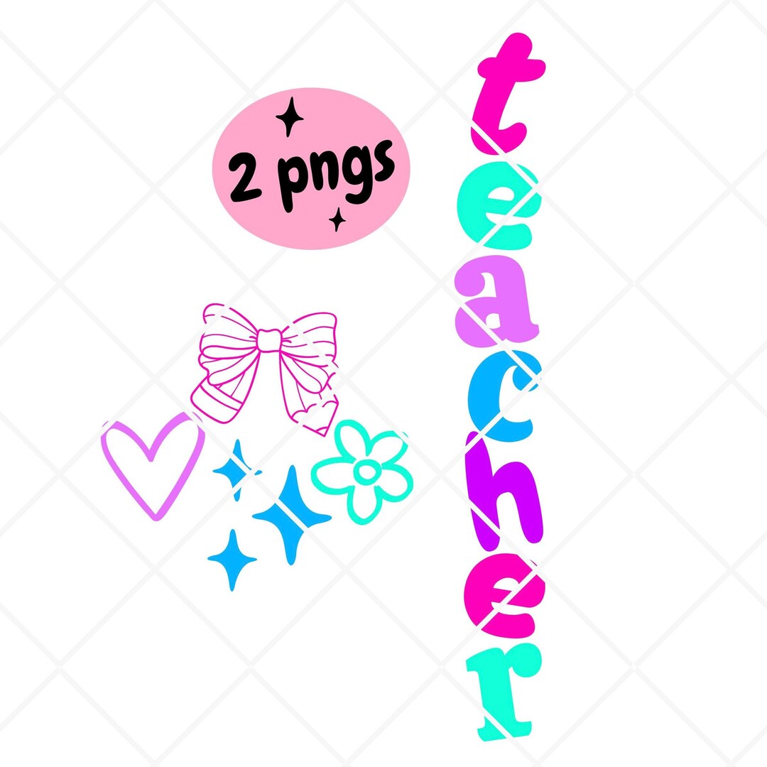 Bright Teacher Png, Bright Doodle Teacher, Summer Teacher Png, Preppy ...