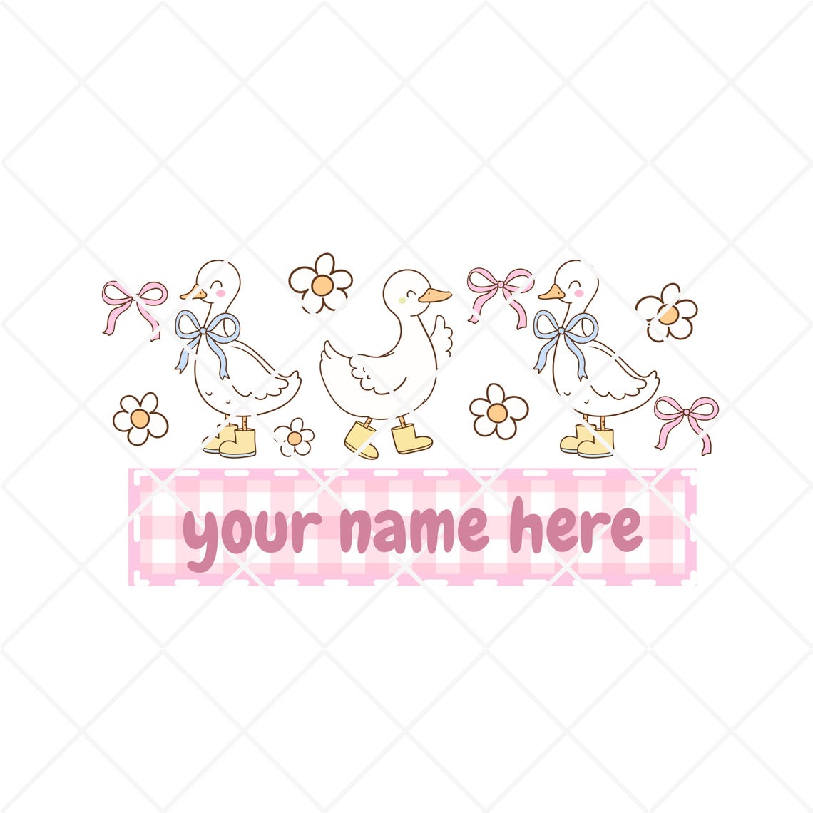 Goose Bow Name Plate, Goose Coquette Png,toddler Name Tag,girls Summer ...