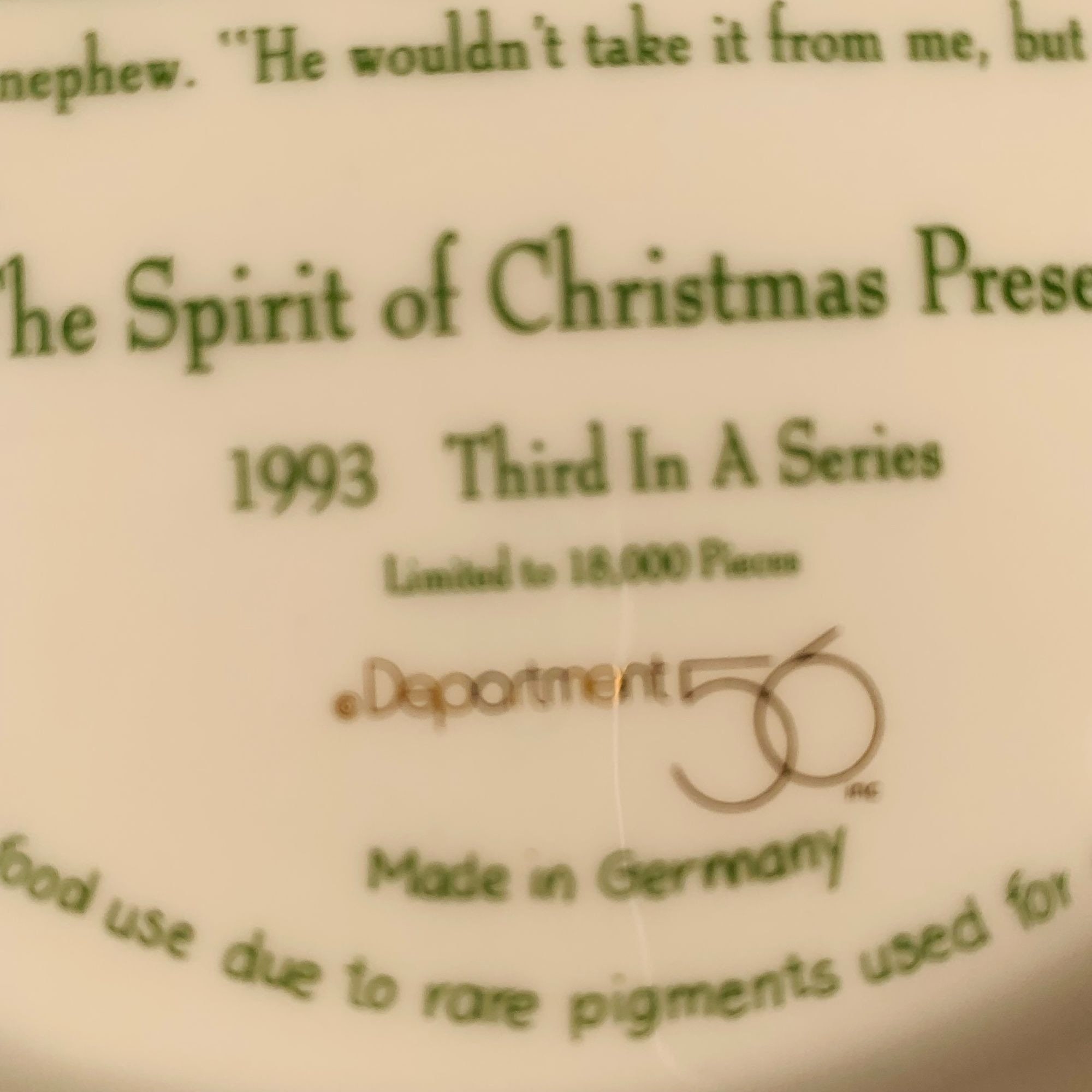 Department 56 A Christmas Carol Plate "the Spirit of Christmas Present ...