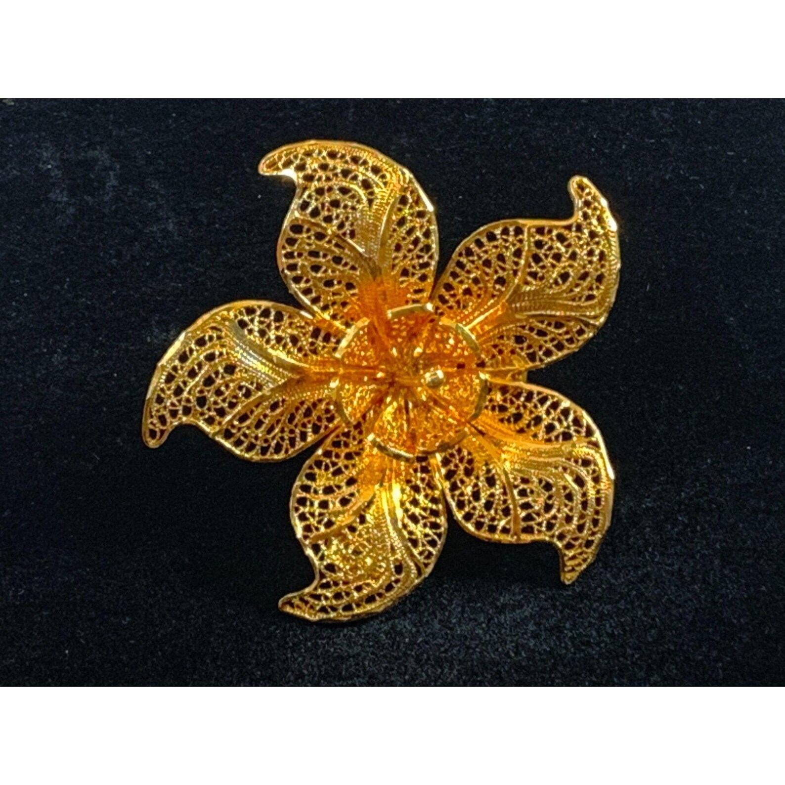 STERLING WFS Gold Washed Filigree Flower Brooch - Etsy