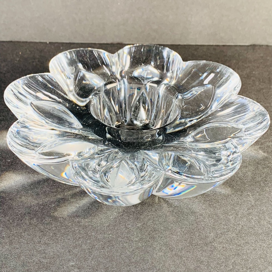 Orrefors Crystal Flower Votive Candle Holder Catch All Paperweight ...