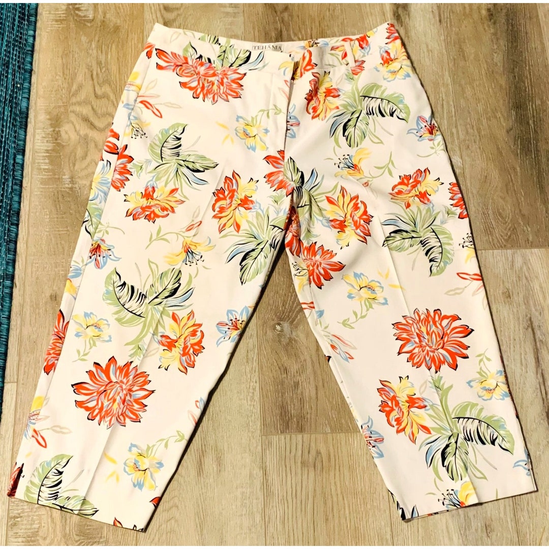 TEHAMA NANCY HALEY Women's 14 Capri Pants Floral Print Like New - Etsy