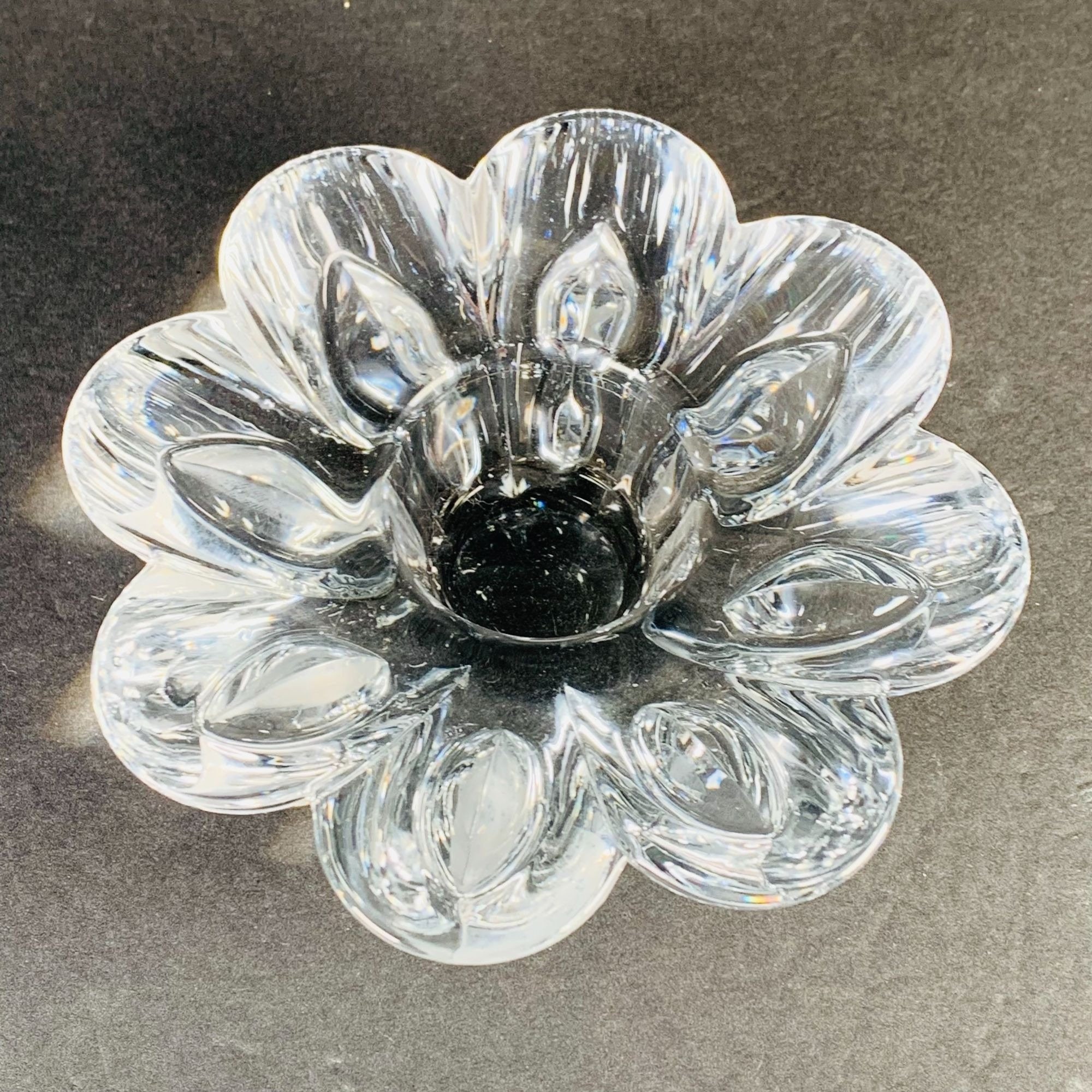 Orrefors Crystal Flower Votive Candle Holder Catch All Paperweight ...