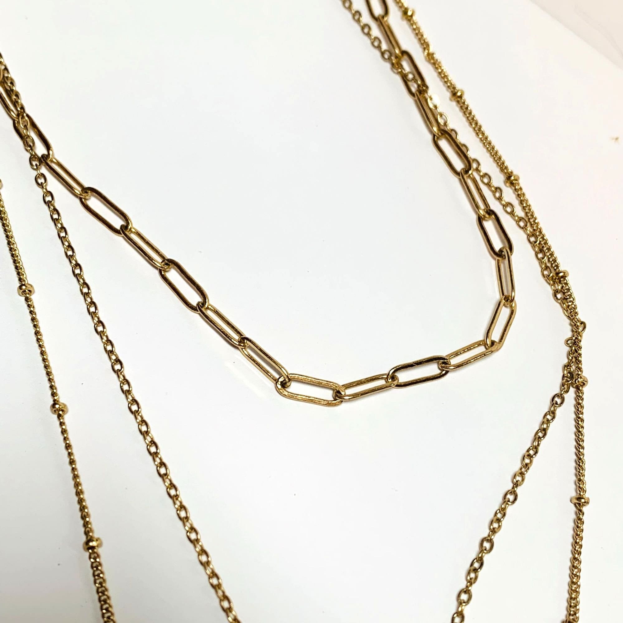 Three Strand Multi Level Gold Tone Necklace Shell Pearl Crystal 1006 - Etsy