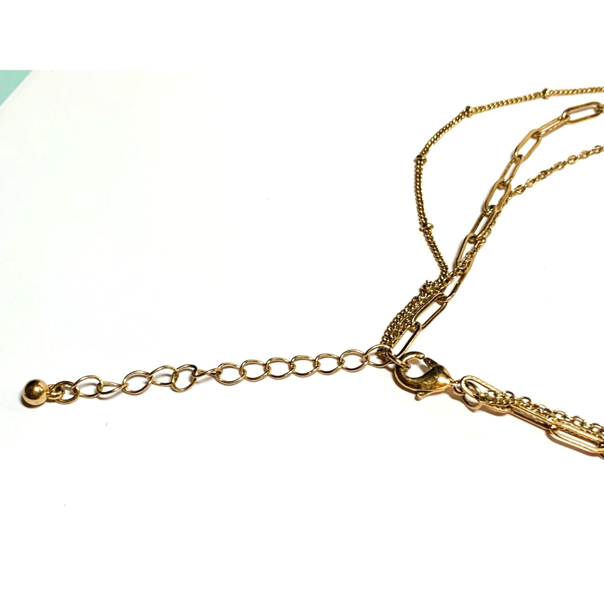 Three Strand Multi Level Gold Tone Necklace Shell Pearl Crystal 1006 - Etsy