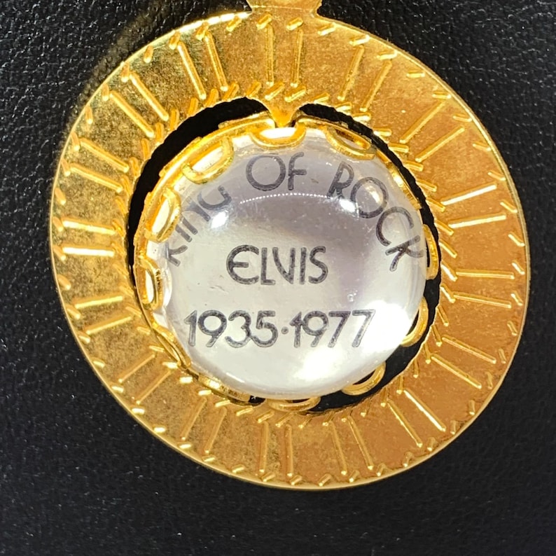 Elvis Presley Necklace Spinner Gold Tone Photo King of Rock Chain ...