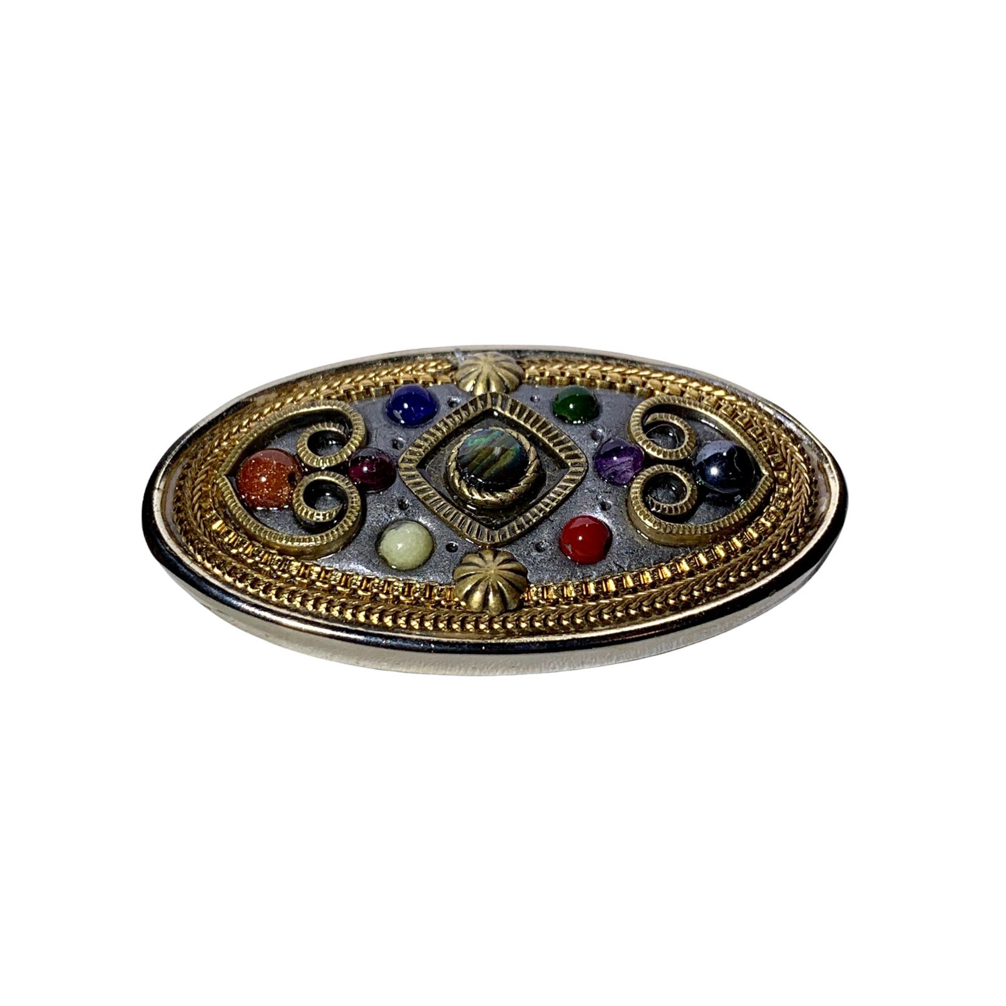 MICHAEL GOLAN Brooch Silver Gold Natural Stones Handmade - Etsy