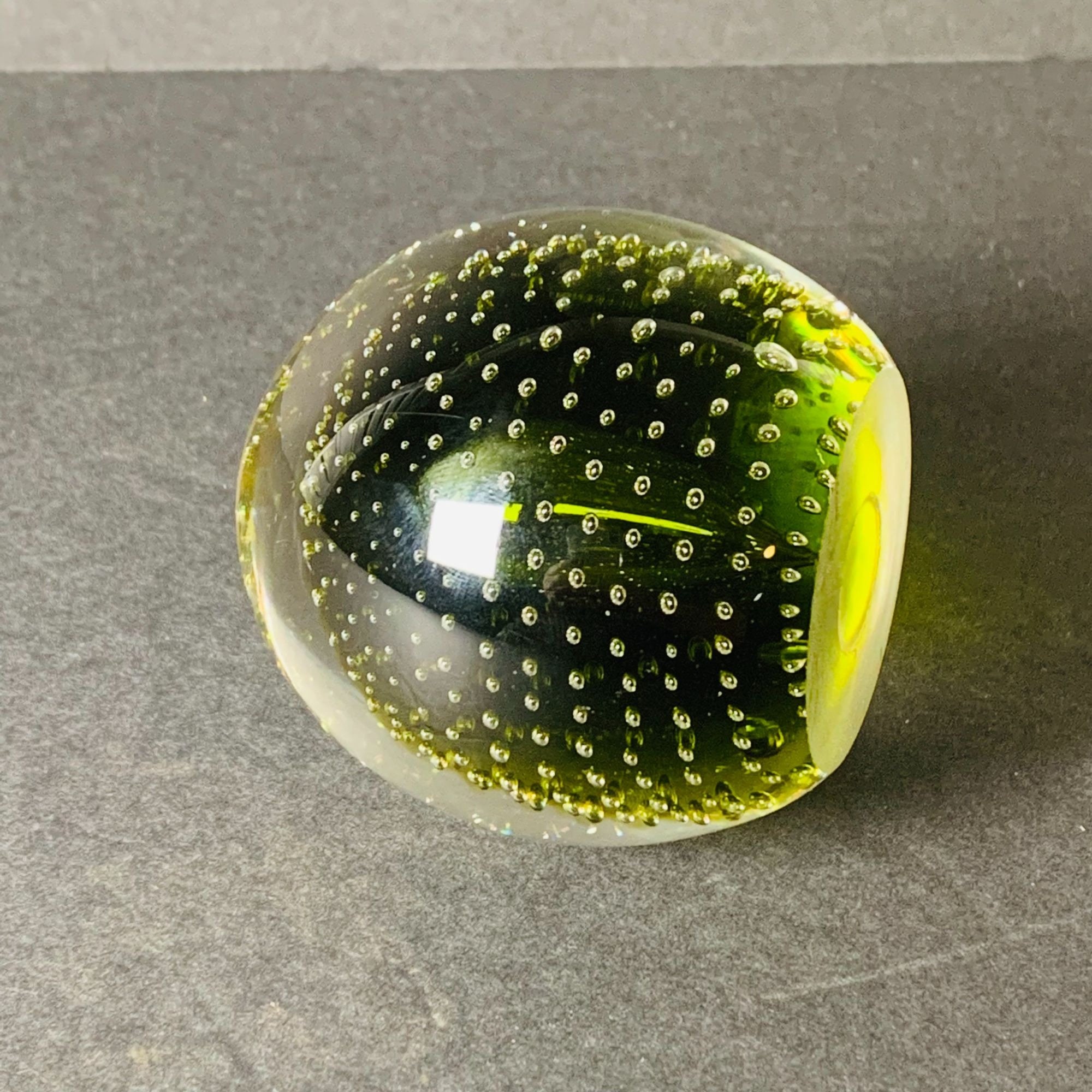 Green Controlled Bubbles Glass Paperweight - Etsy