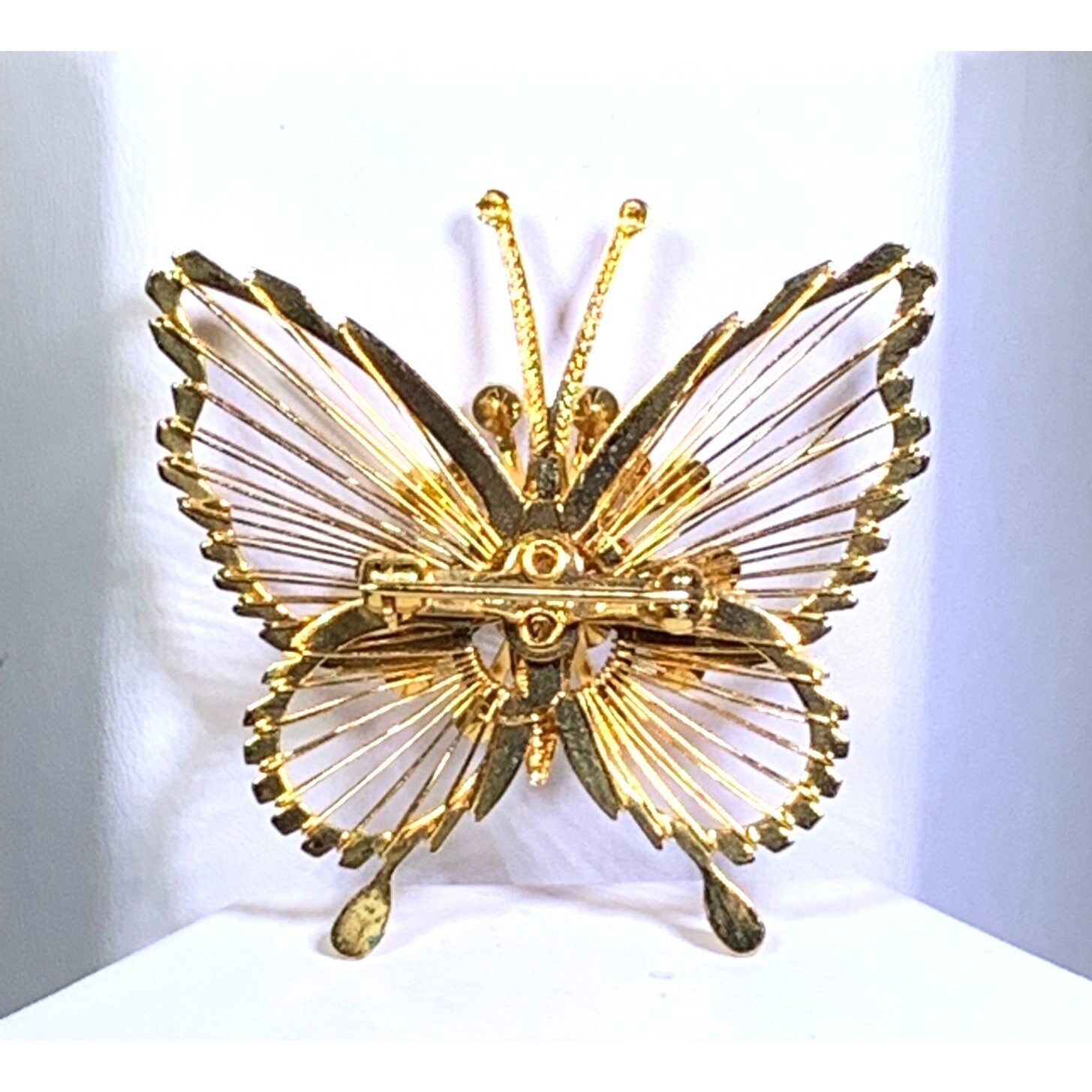 Monet Butterfly Brooch Pin Gold Tone Rhinestones Vintage Signed - Etsy