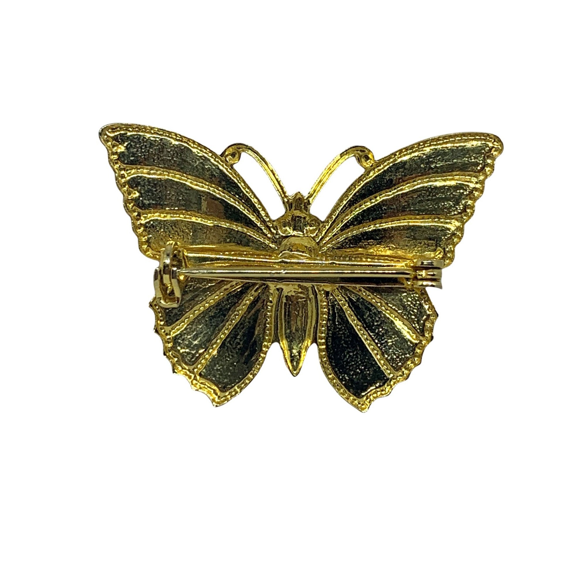 Gold Butterfly Brooch Pin With Colored Metallic Accents - Etsy