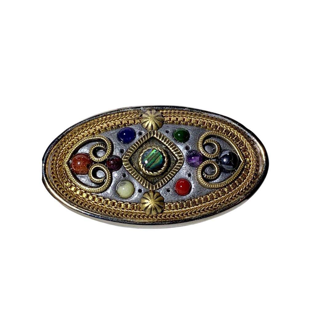 MICHAEL GOLAN Brooch Silver Gold Natural Stones Handmade - Etsy