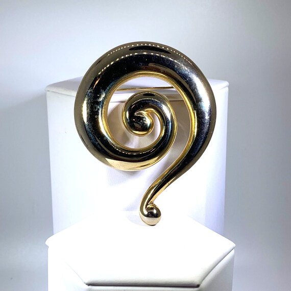 Brooch Pin Curve Swirl Gold Tone Vintage - Gem