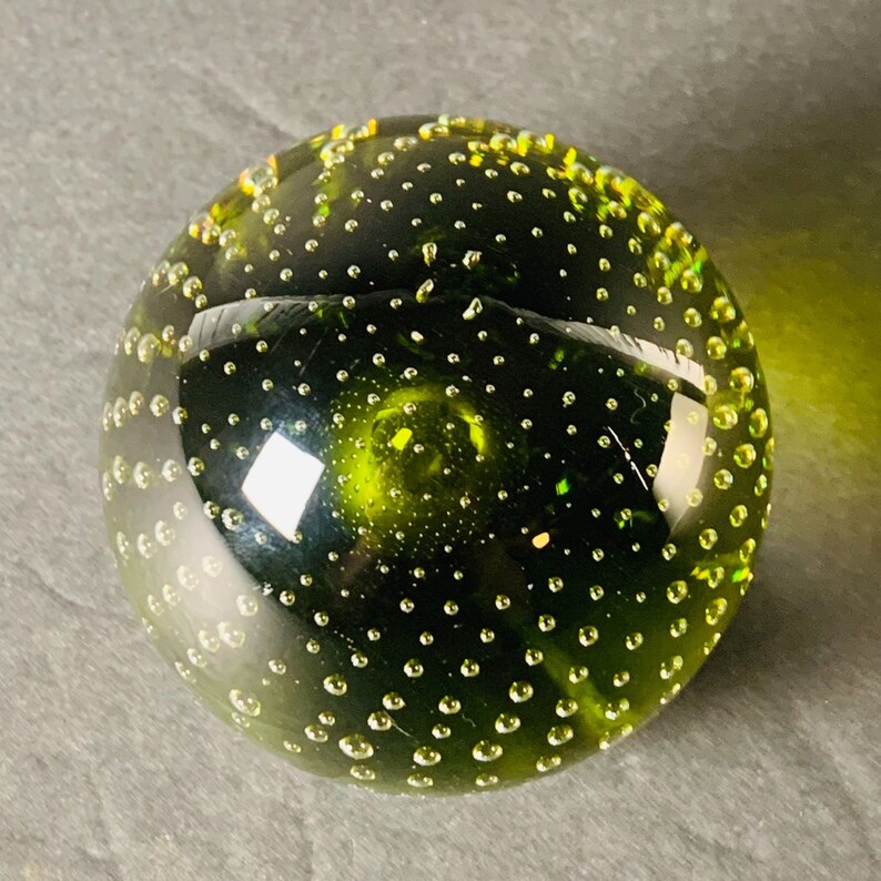 Green Controlled Bubbles Glass Paperweight - Etsy