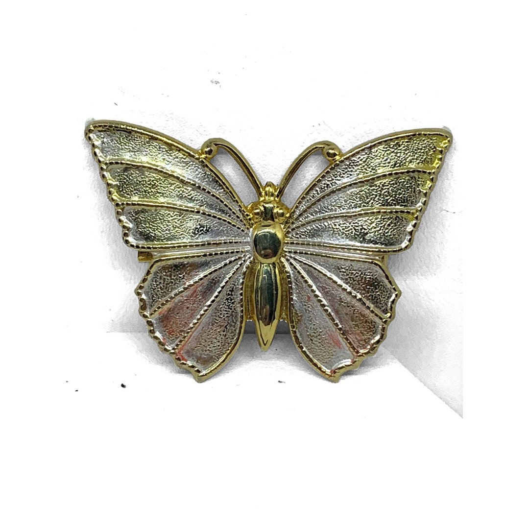 Gold Butterfly Brooch Pin With Colored Metallic Accents - Etsy