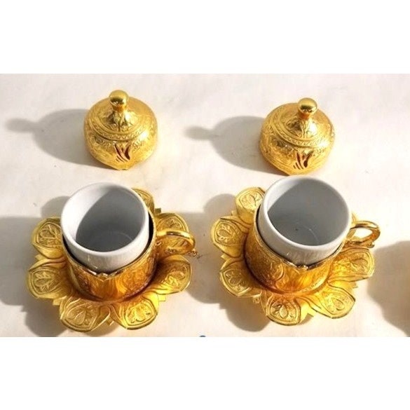 SENA Turkish Gold Tone Tea Set With Tray - Etsy