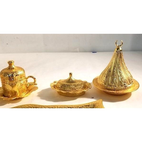 SENA Turkish Gold Tone Tea Set With Tray - Etsy