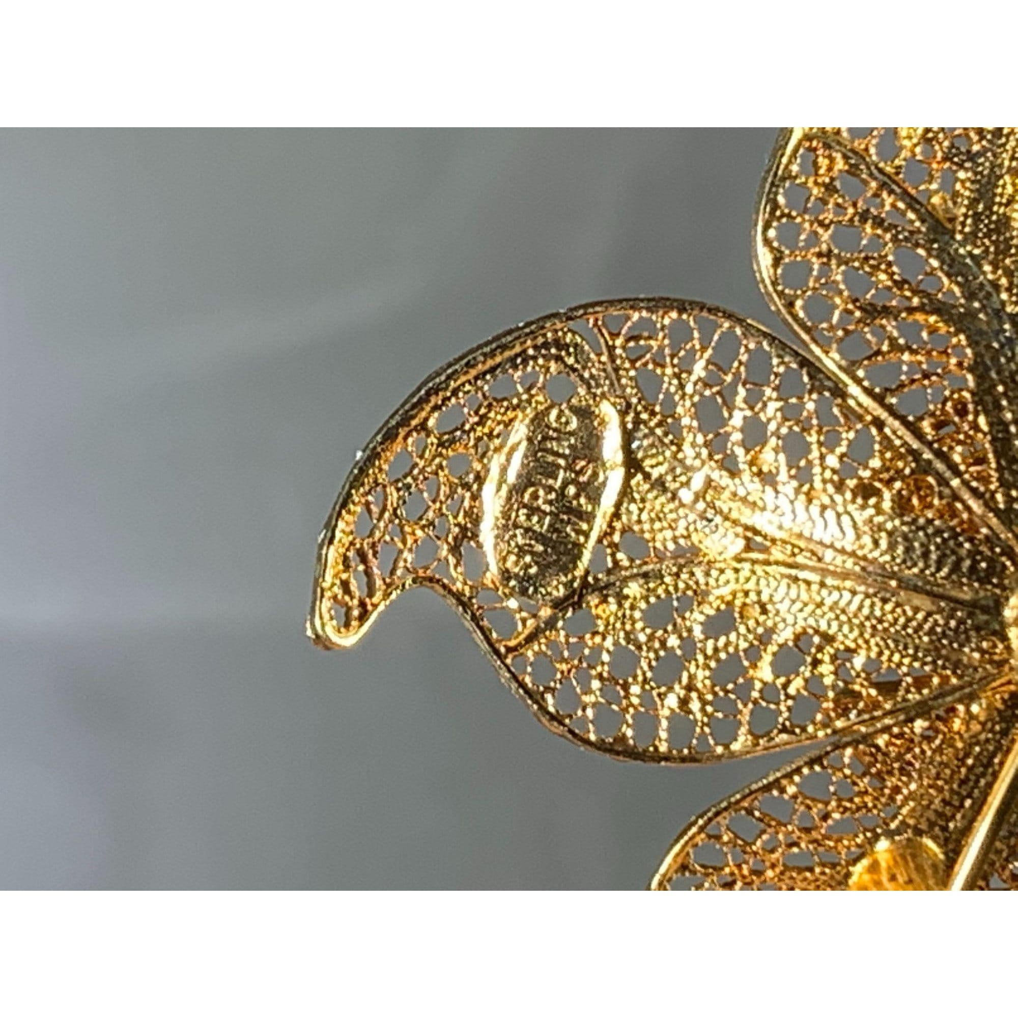 STERLING WFS Gold Washed Filigree Flower Brooch - Etsy