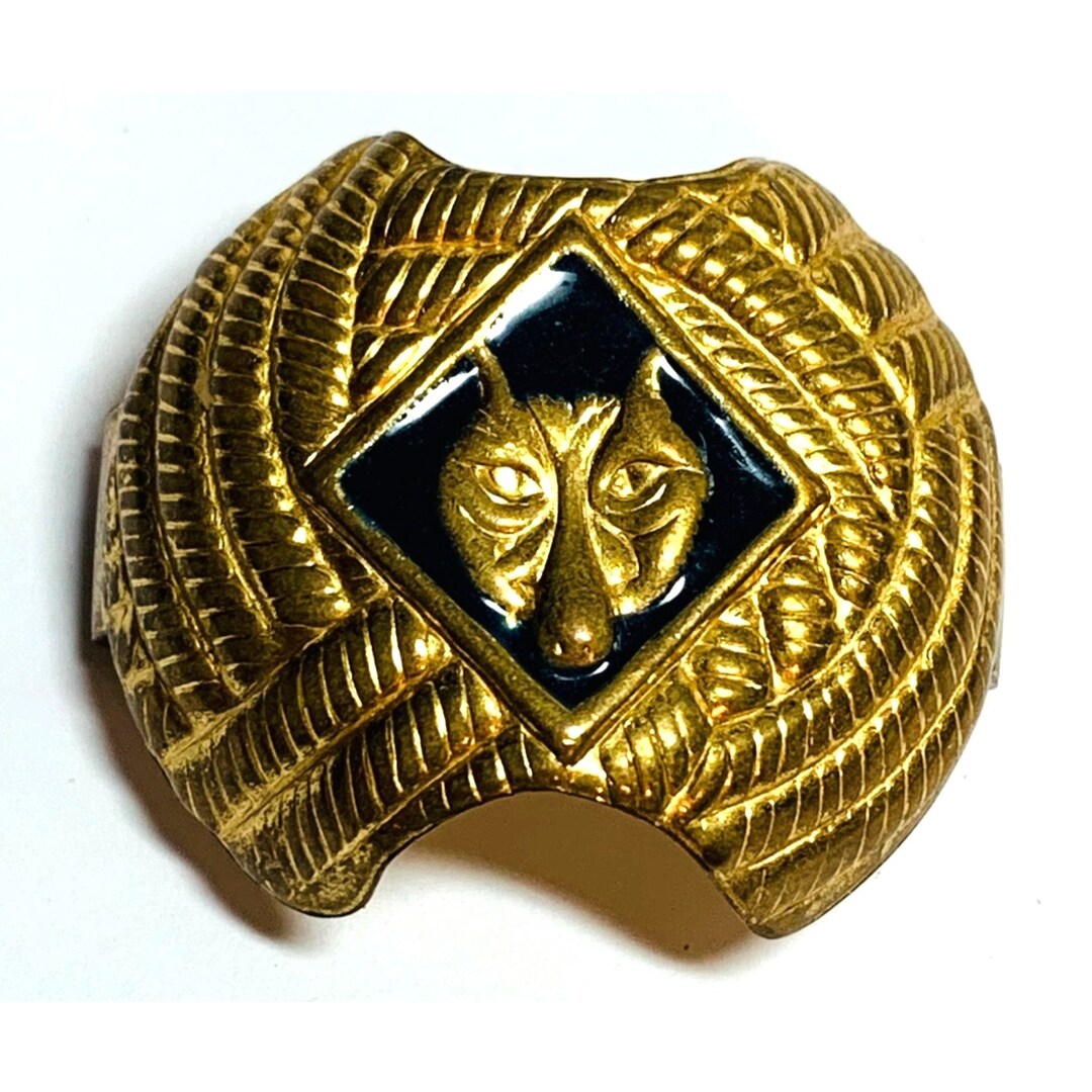 Vintage CUB SCOUT Wolf Neckerchief Scarf Clip Gold Blue 1003 - Etsy