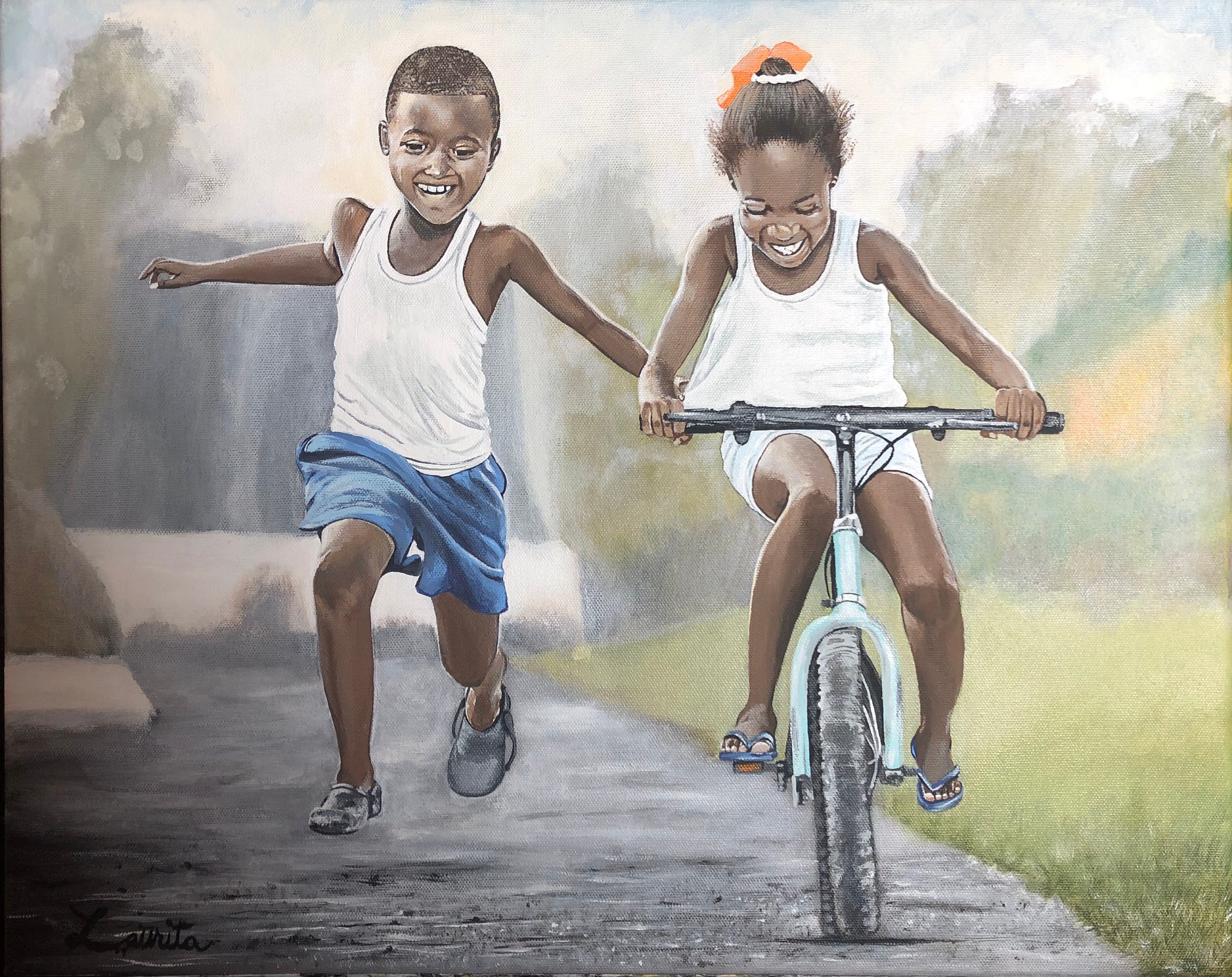 Child Playing Outside Drawing