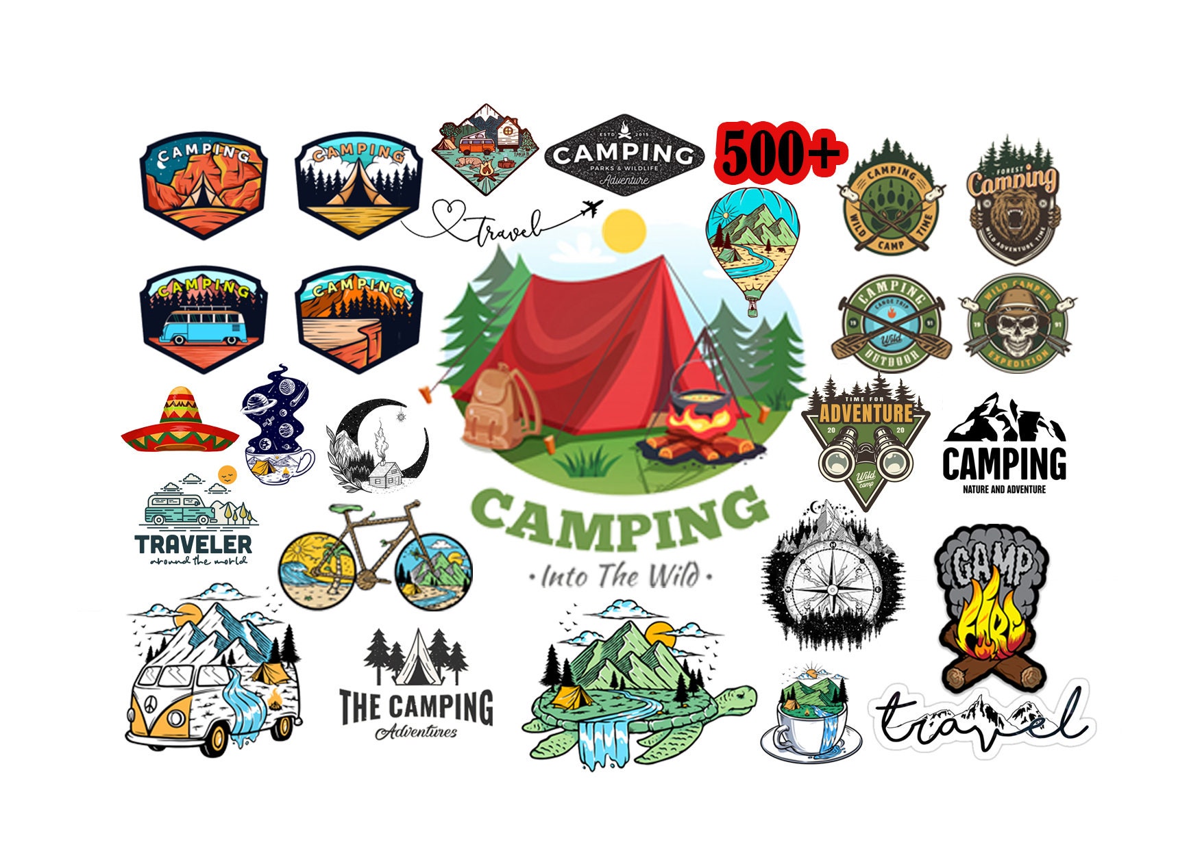 Camping Digital Stickers más de 500 pegatinas digitales para | Etsy