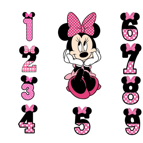 Pink Numbers With Outline SVG PNG JPG instant Zip File - Etsy Singapore