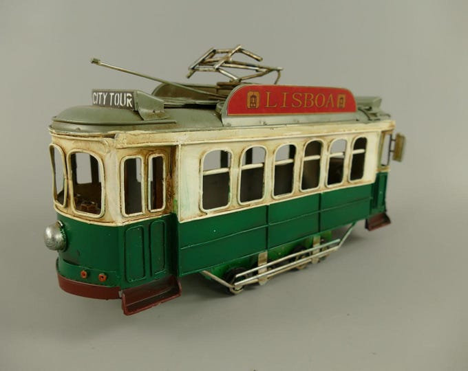 Vintage Tin Toy Historical Tram Green Handcrafted Antique Iron - Etsy