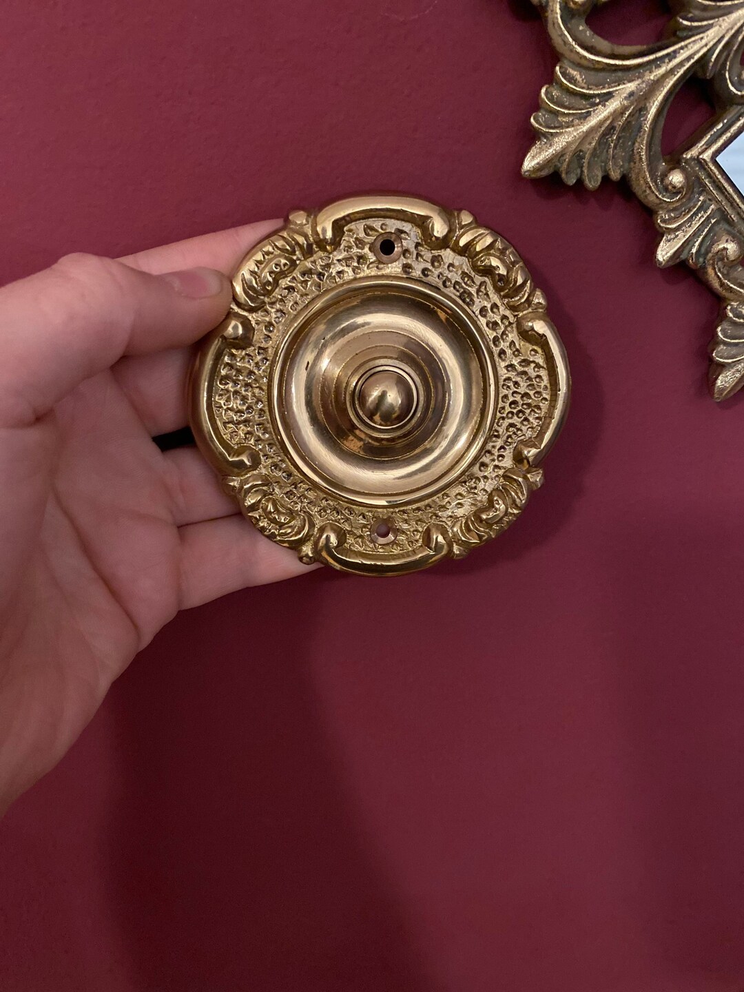 Brass Bell Plate in Art Nouveau Style With Bell Button - Etsy