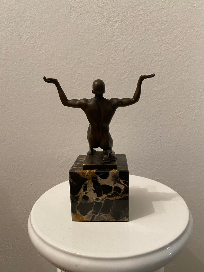 Vintage Bronze Sculpture Kneeling Adonis Figure Bronze Man - Etsy