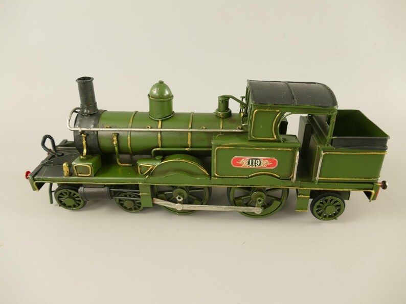 Vintage Tin Toy Historical Locomotive Green Handmade Antique Iron - Etsy