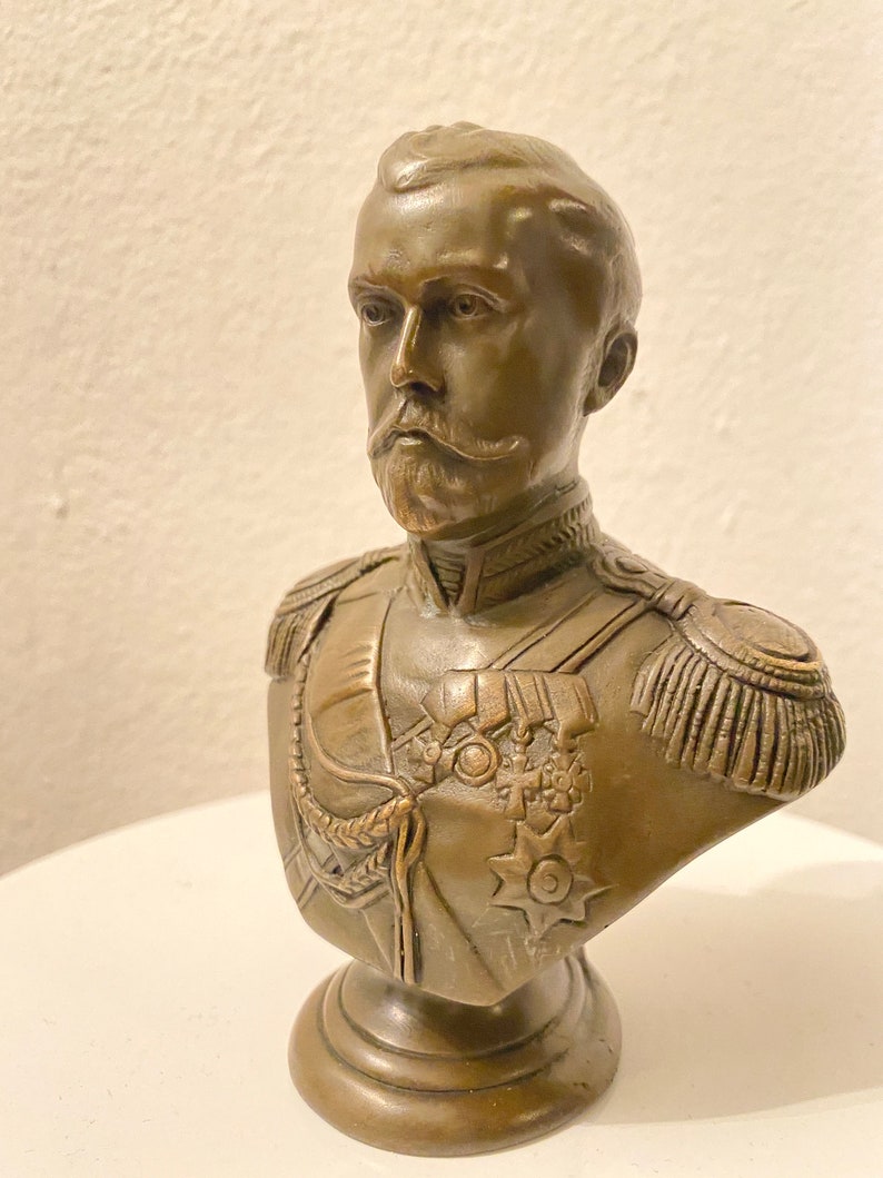 Vintage Bronze Bust of Tsar Nicholas II, Portrait, Signed Bronze Figure ...