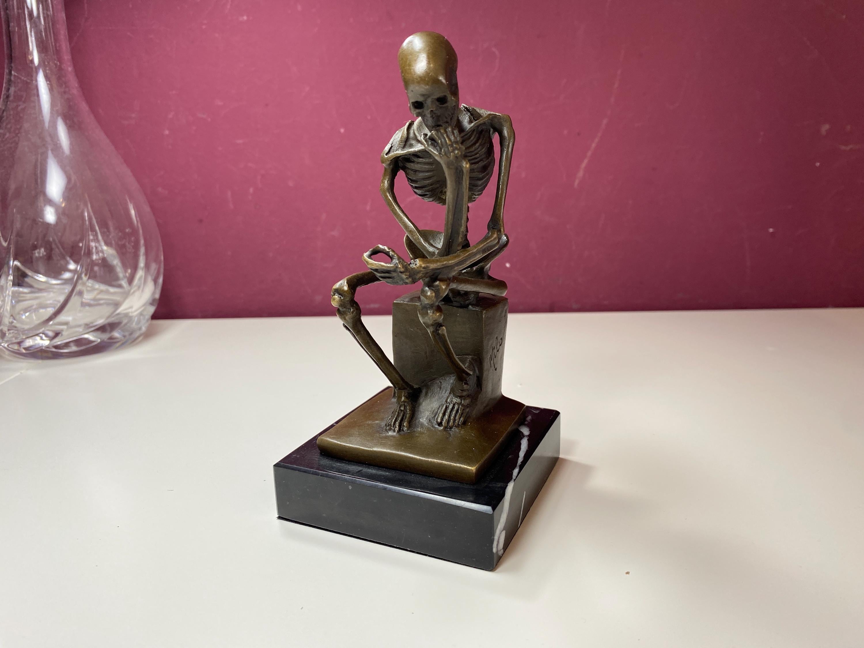 Vintage Figurine Bronze Sculpture Skeleton Thinker Man, Rodin - Etsy