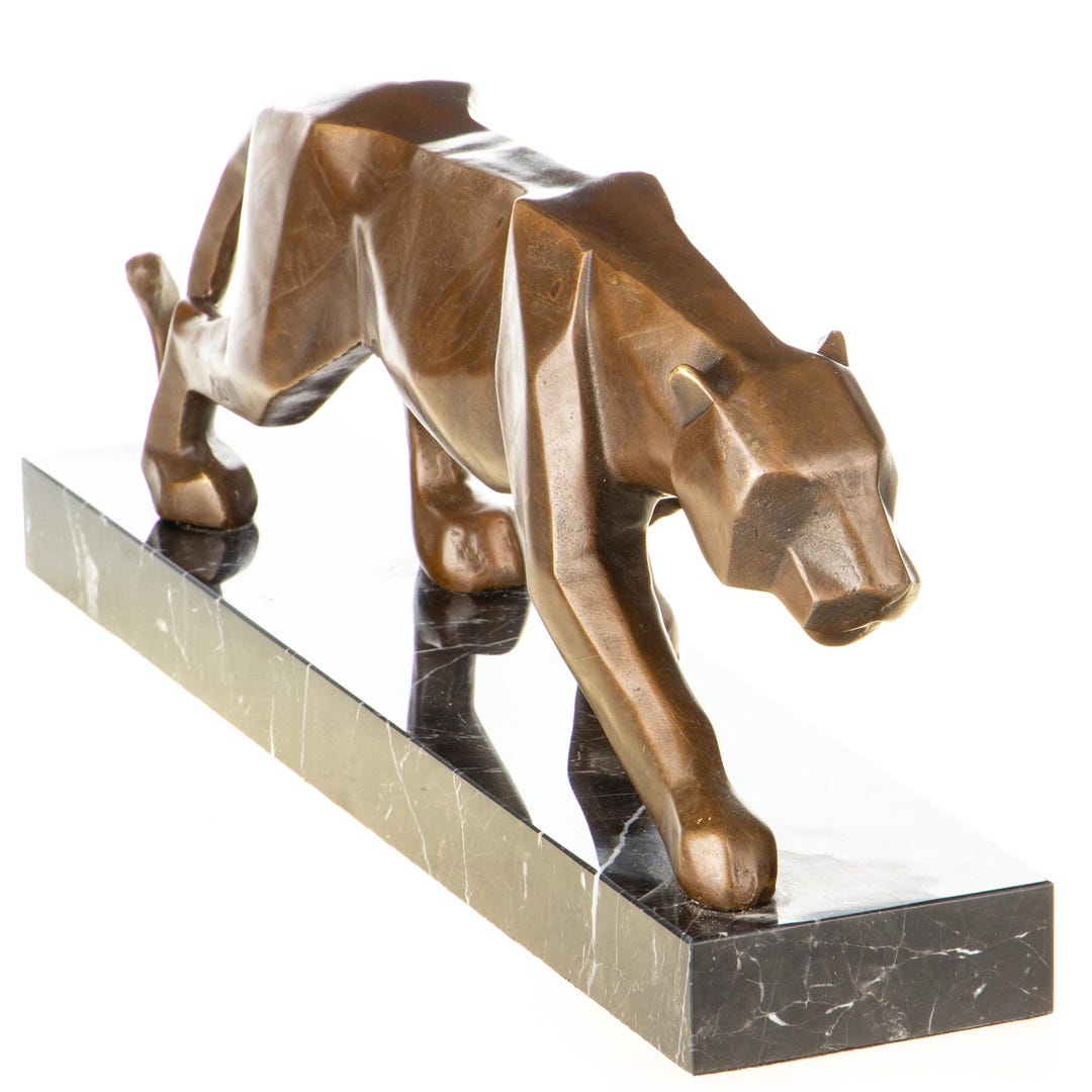 Bronze Sculpture of a Cubist Panther on a Marble Base After Milo - Etsy