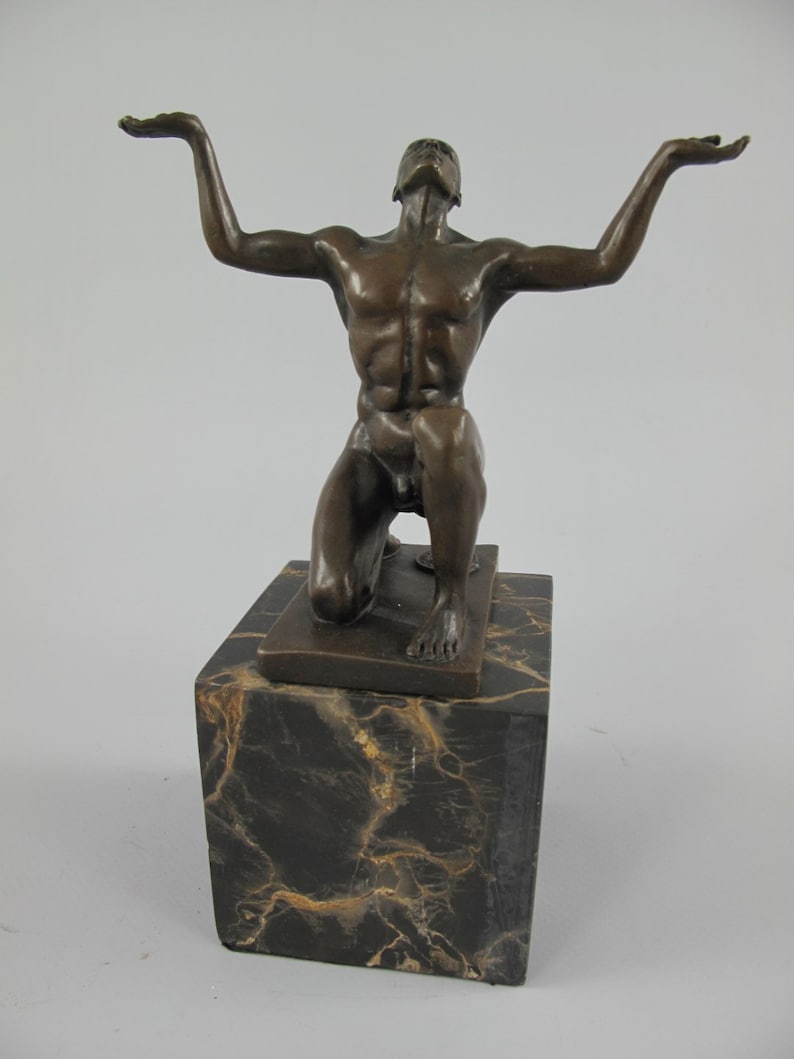 Vintage Bronze Sculpture Kneeling Adonis Figure Bronze Man - Etsy