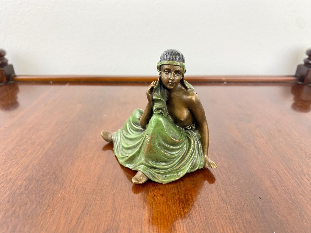 Viennese Bronze Female Figure After Franz Bergman, Miniature Sculpture ...