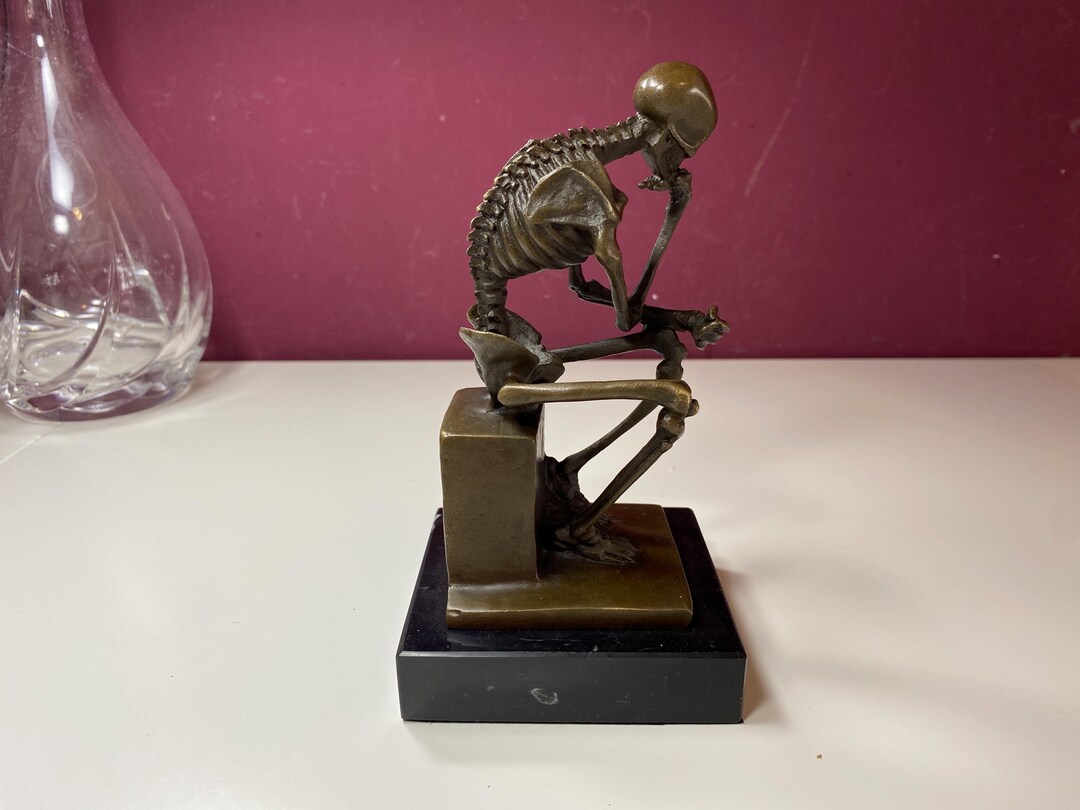 Vintage Figurine Bronze Sculpture Skeleton Thinker Man, Rodin - Etsy