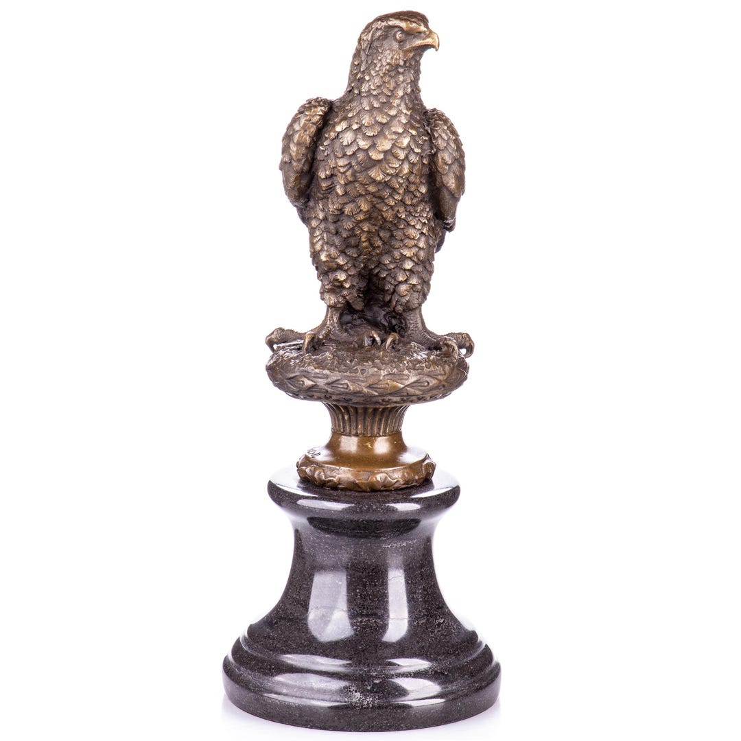 Vintage Bronze Sculpture Eagle on Black Marble Base After Archibald ...