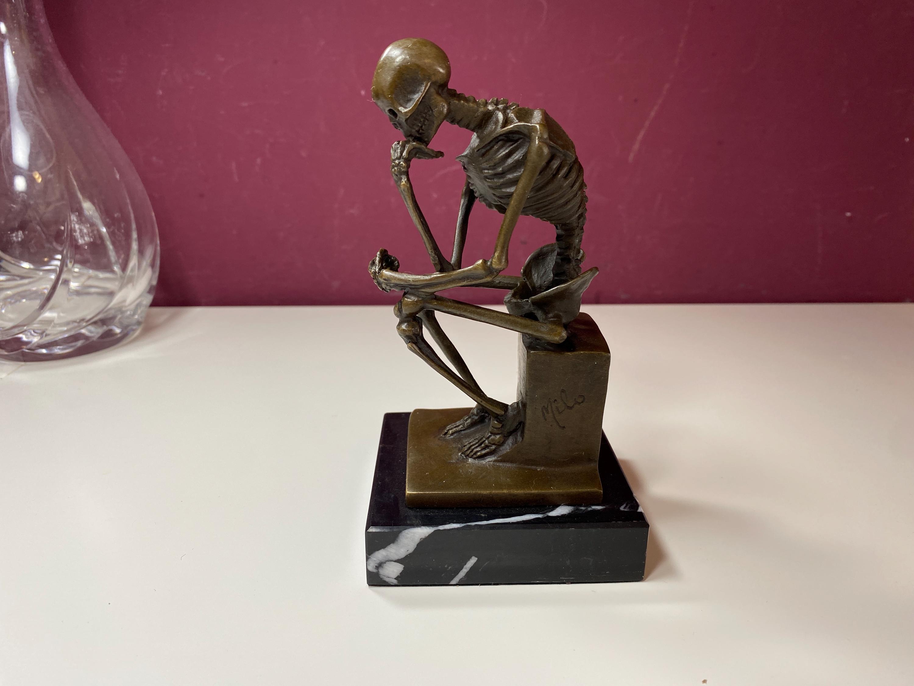 Vintage Figurine Bronze Sculpture Skeleton Thinker Man, Rodin - Etsy