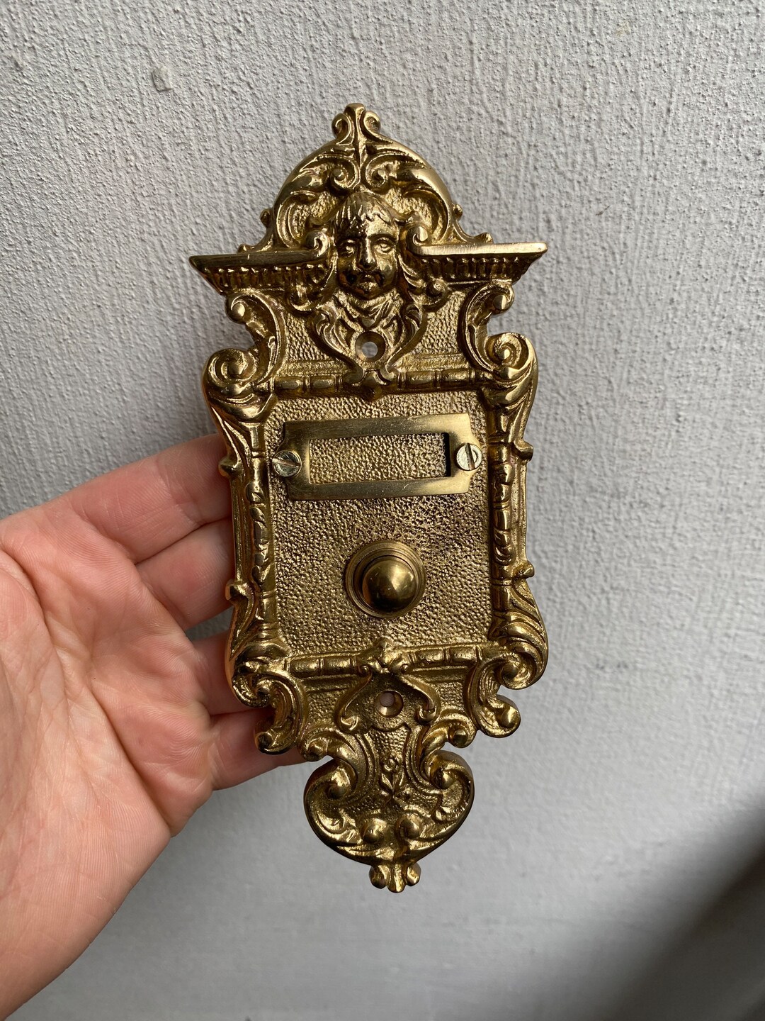 Solid Brass Bell Plate Antique Style Bell Button Antique Style 18 Cm X ...