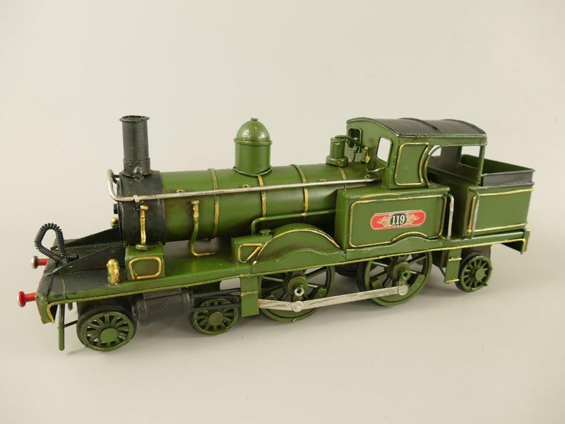 Vintage Tin Toy Historical Locomotive Green Handmade Antique Iron - Etsy