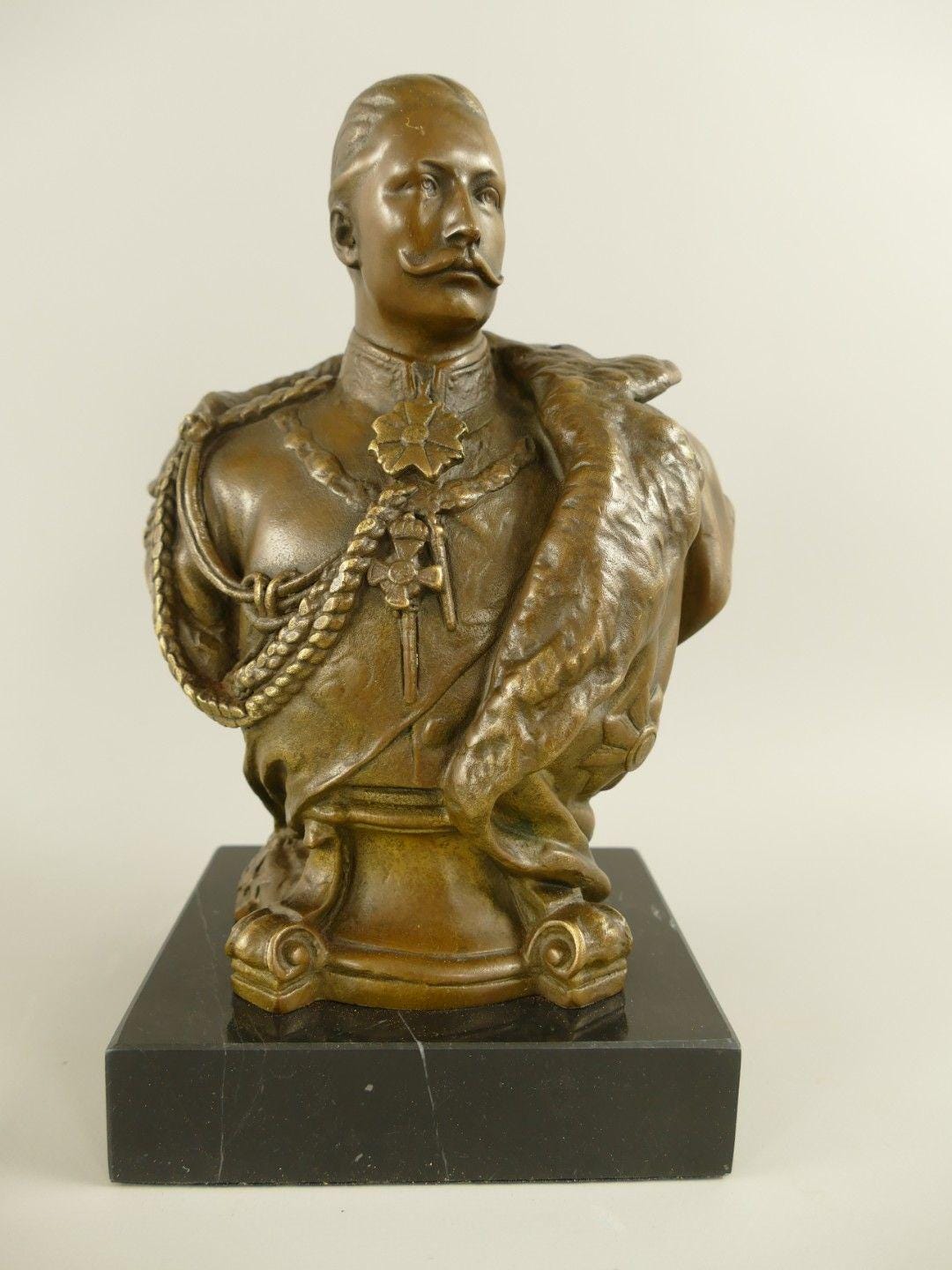 Bronze Bust of Kaiser Wilhelm II Mounted on Marble After Eugen Börmel ...