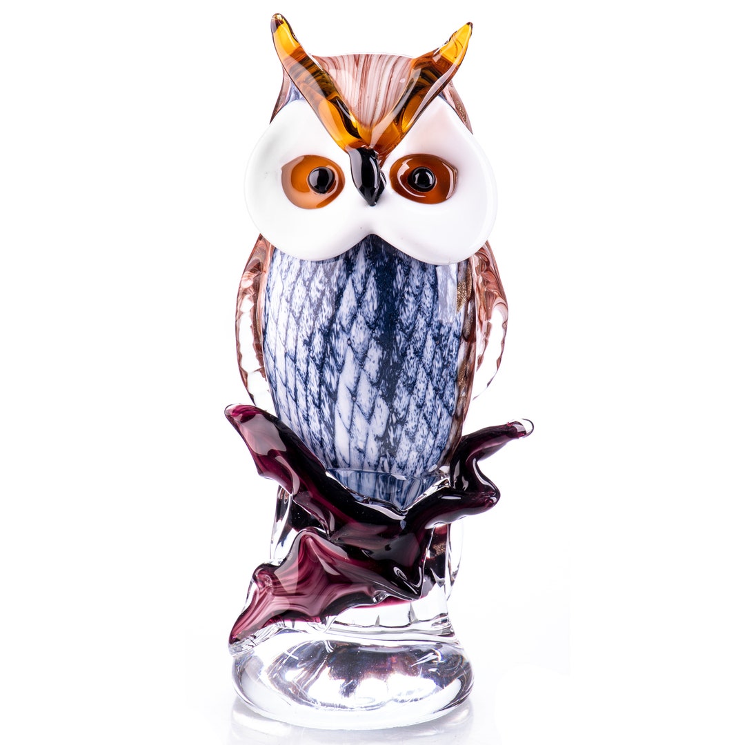 Vintage Glass Figurine Glass Sculpture Murano Style Glass Owl - Etsy
