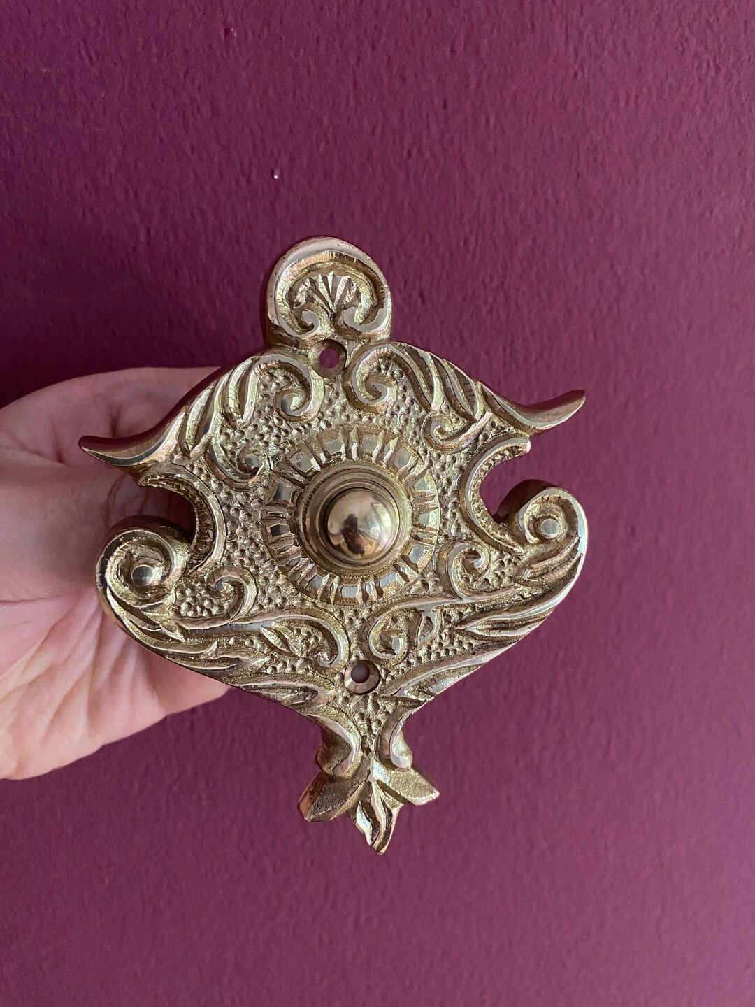 Vintage Art Nouveau Brass Doorbell - Etsy