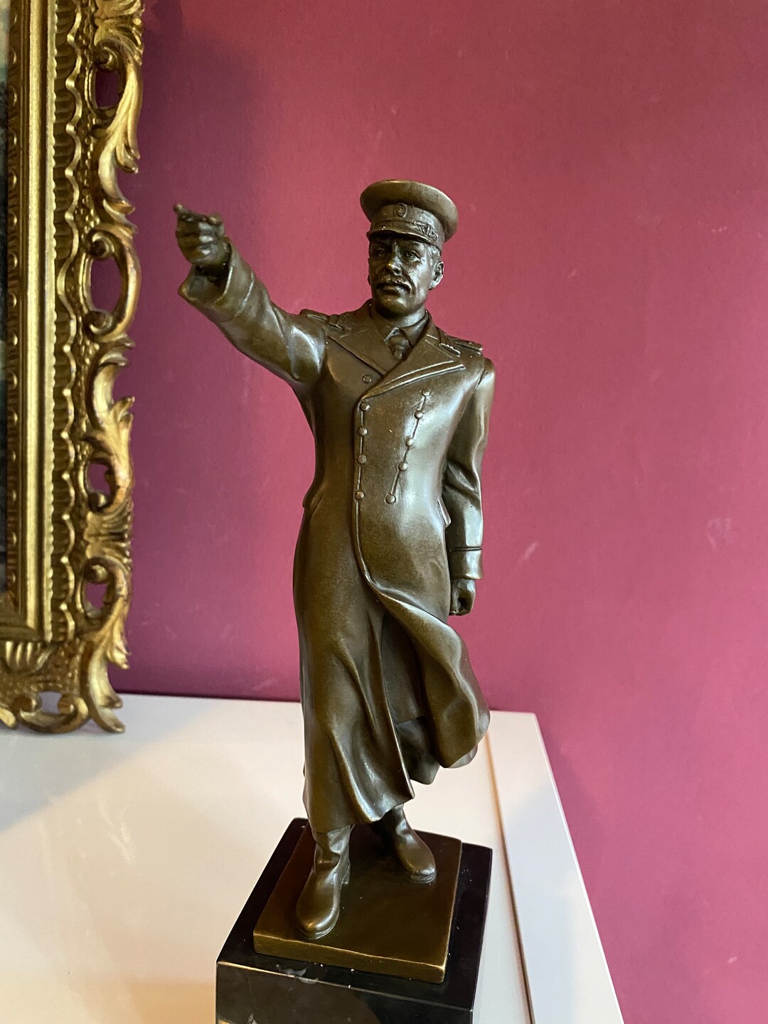 Vintage Bronze Figure Josef Stalin Bronze Sculpture on Black Marble - Etsy