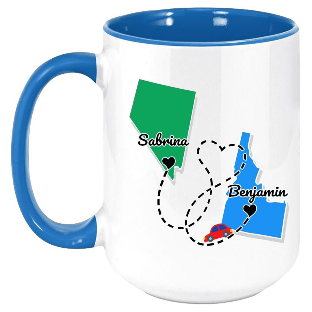 Personalized State Mug | Miss You Gift | Two State Mugs | Missing You ...