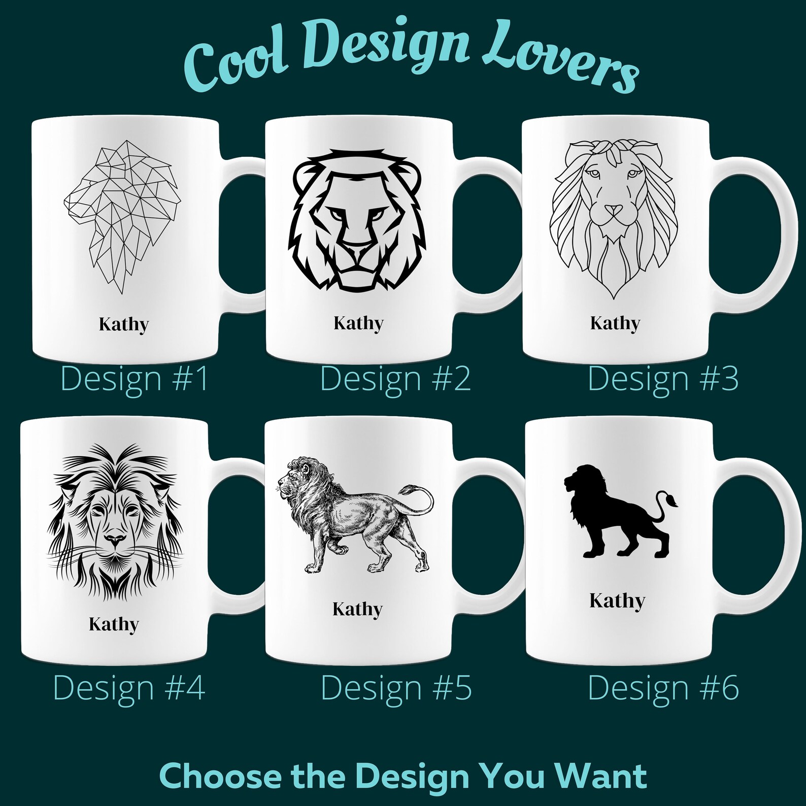 ANIMAL COFFEE CUP - Lion Coffee Mug - Custom Name Mug Animal Lover Gift ...