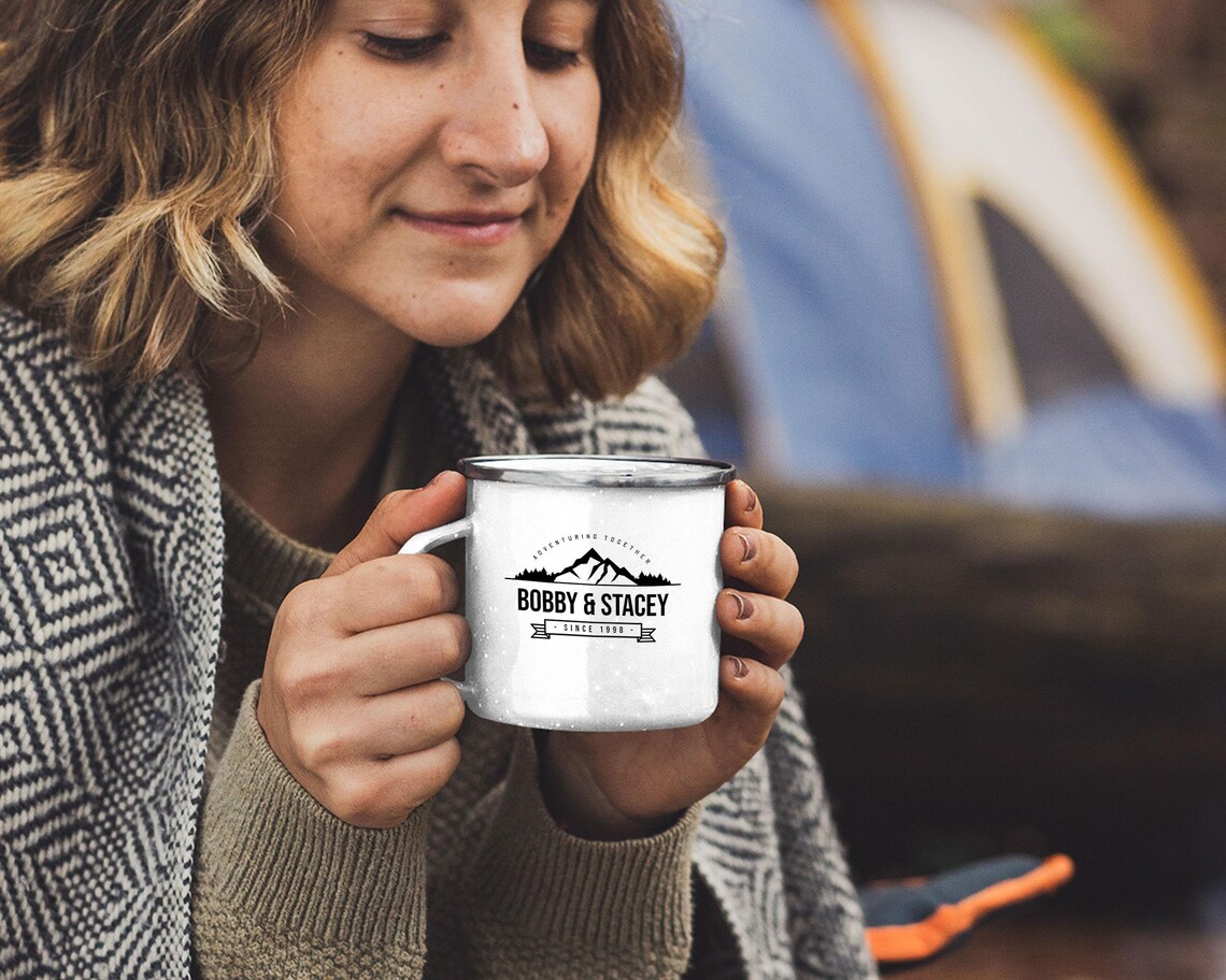 Mountain Coffee Mug | Mountain Cup | Mountain Hiking Mug | Enamel ...